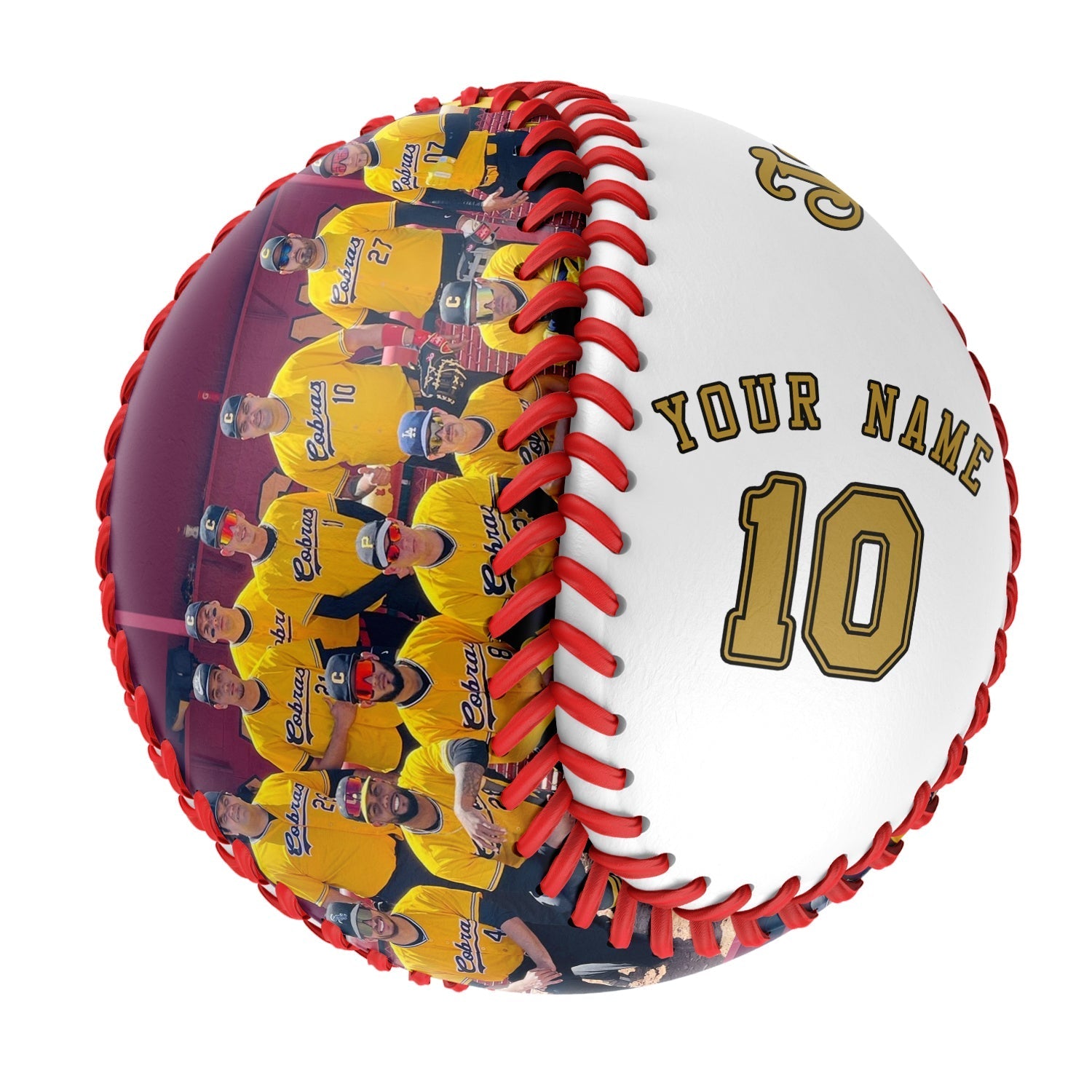 Personalized White Leather Old Gold Varsity Team Authentic Baseballs ...