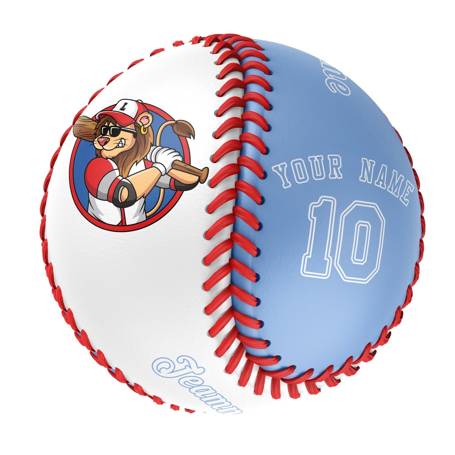 Personalized White Blue Half Leather Blue Authentic Baseballs – FansCustom