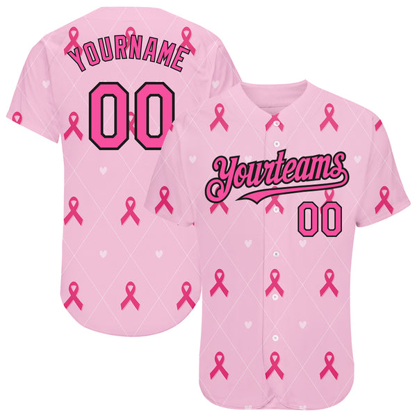 Custom Baseball Pink Ribbon Jerseys Fast Shipping - Cheap Create Team ...