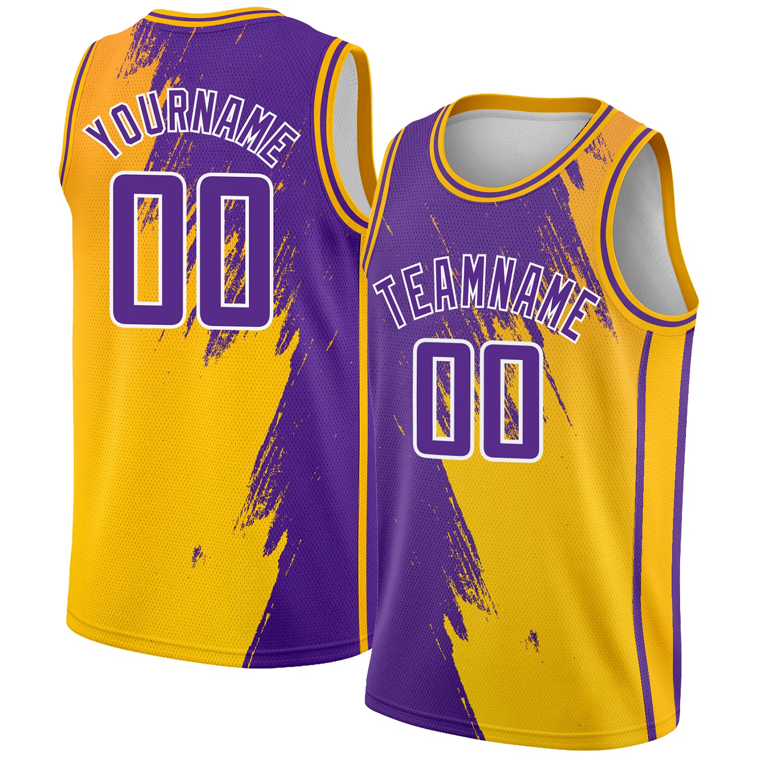 2024 Custom Gold Purple-White Abstract Brush Splash Authentic City ...