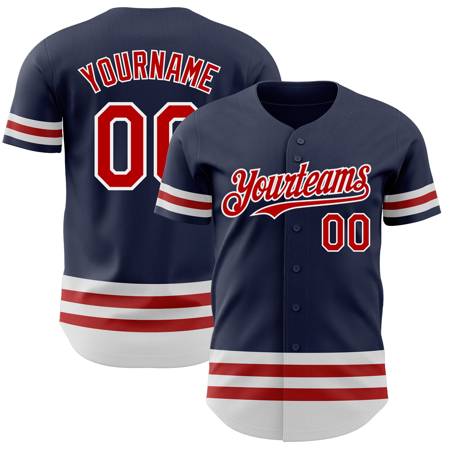 2024 Custom Navy Red-White Stripes Authentic Baseball Jersey Sale ...