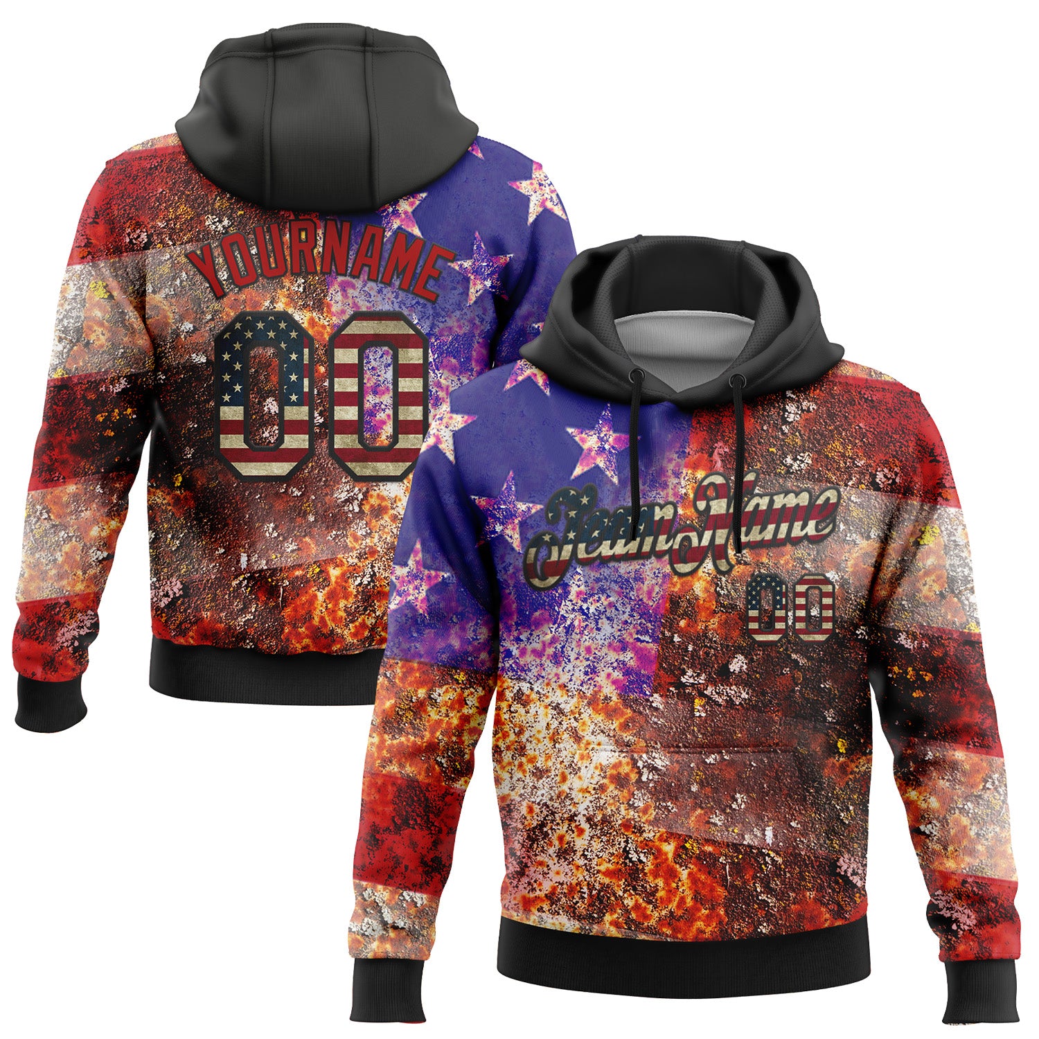 2025 Custom 3D American Flag Retro Distressed Rusty Grunge Sports ...