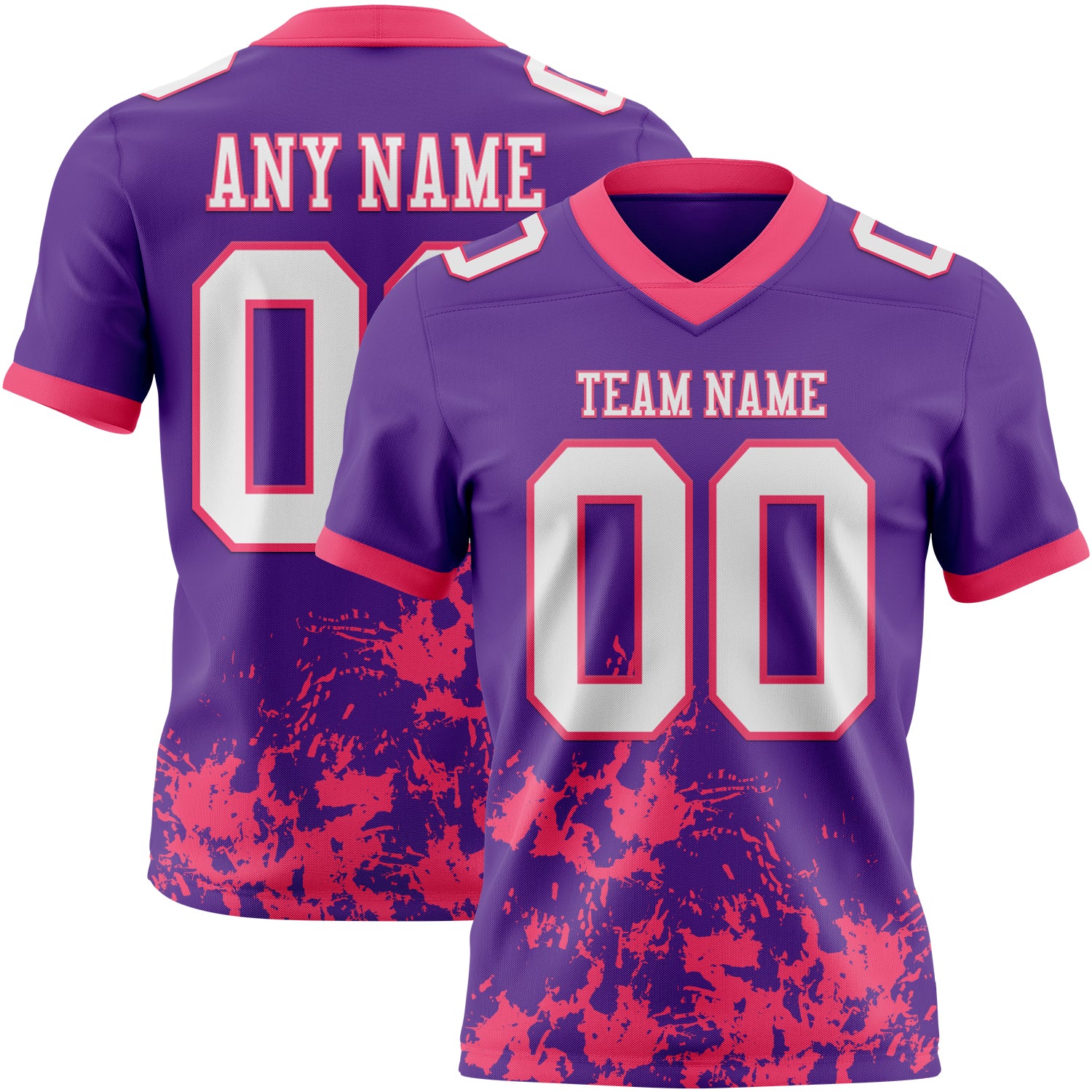 2025 Custom 3D Pattern Splash Authentic Football Jersey Purple White ...