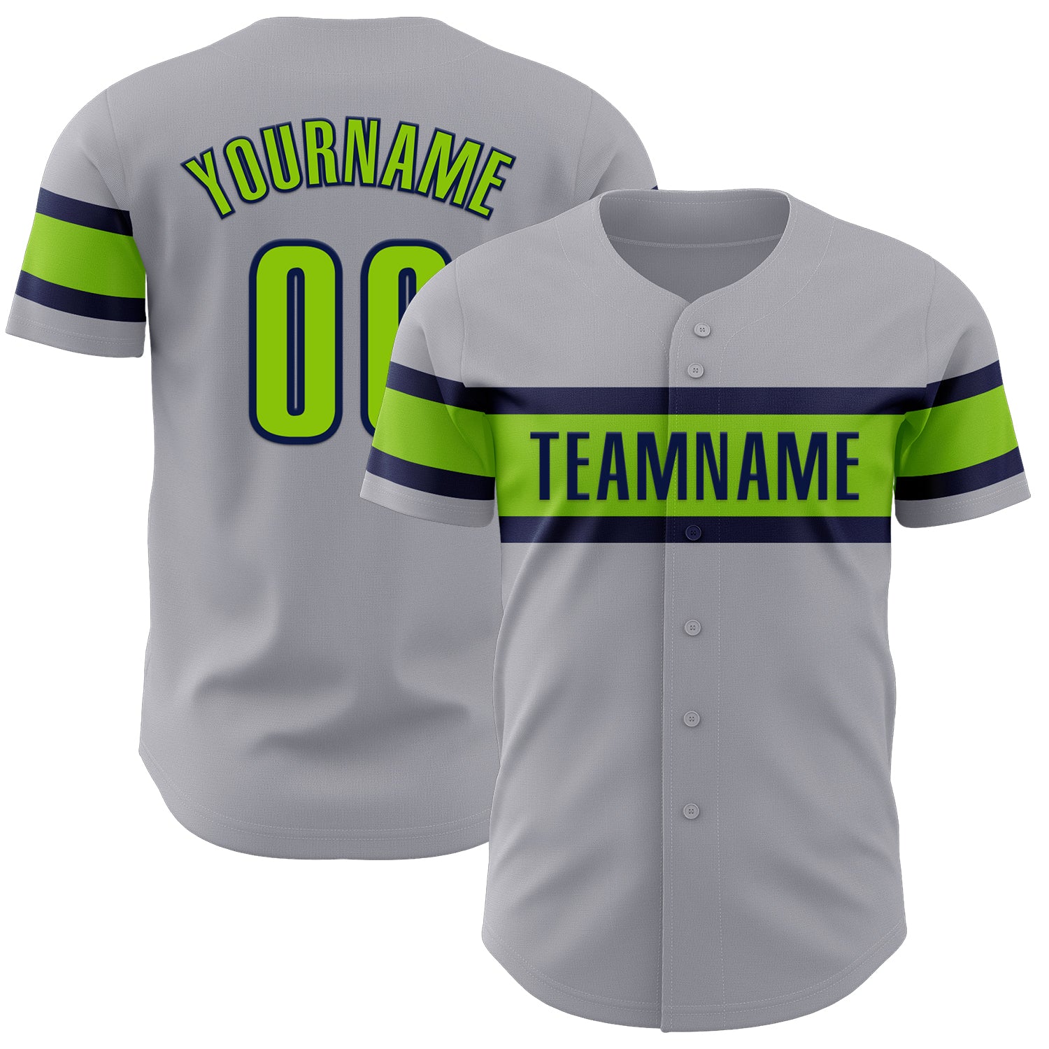 2024 Custom Gray Neon Green-Navy Authentic Baseball Jersey Sale Online ...