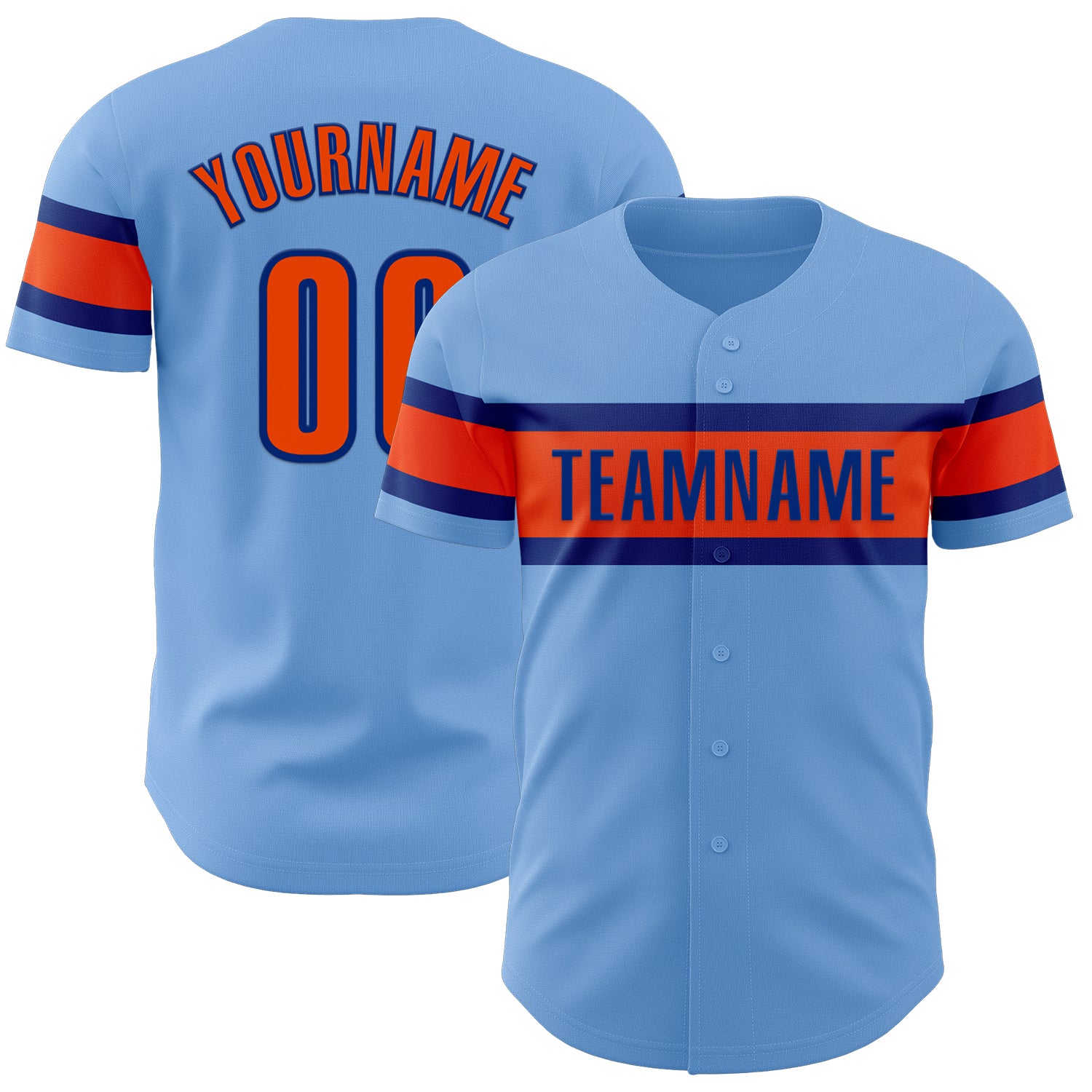 2024 Custom Light Blue Orange-Royal Authentic Baseball Jersey Sale ...
