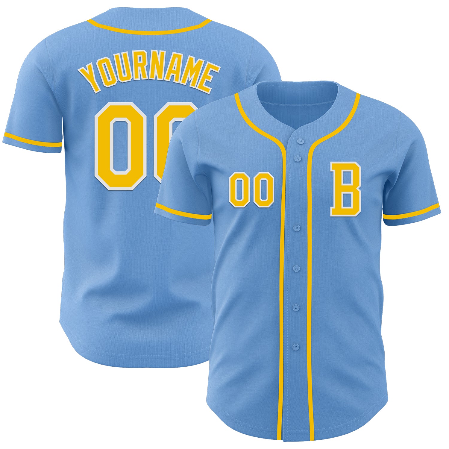 2025 Custom Light Blue Yellow-White Authentic Baseball Jersey Sale ...