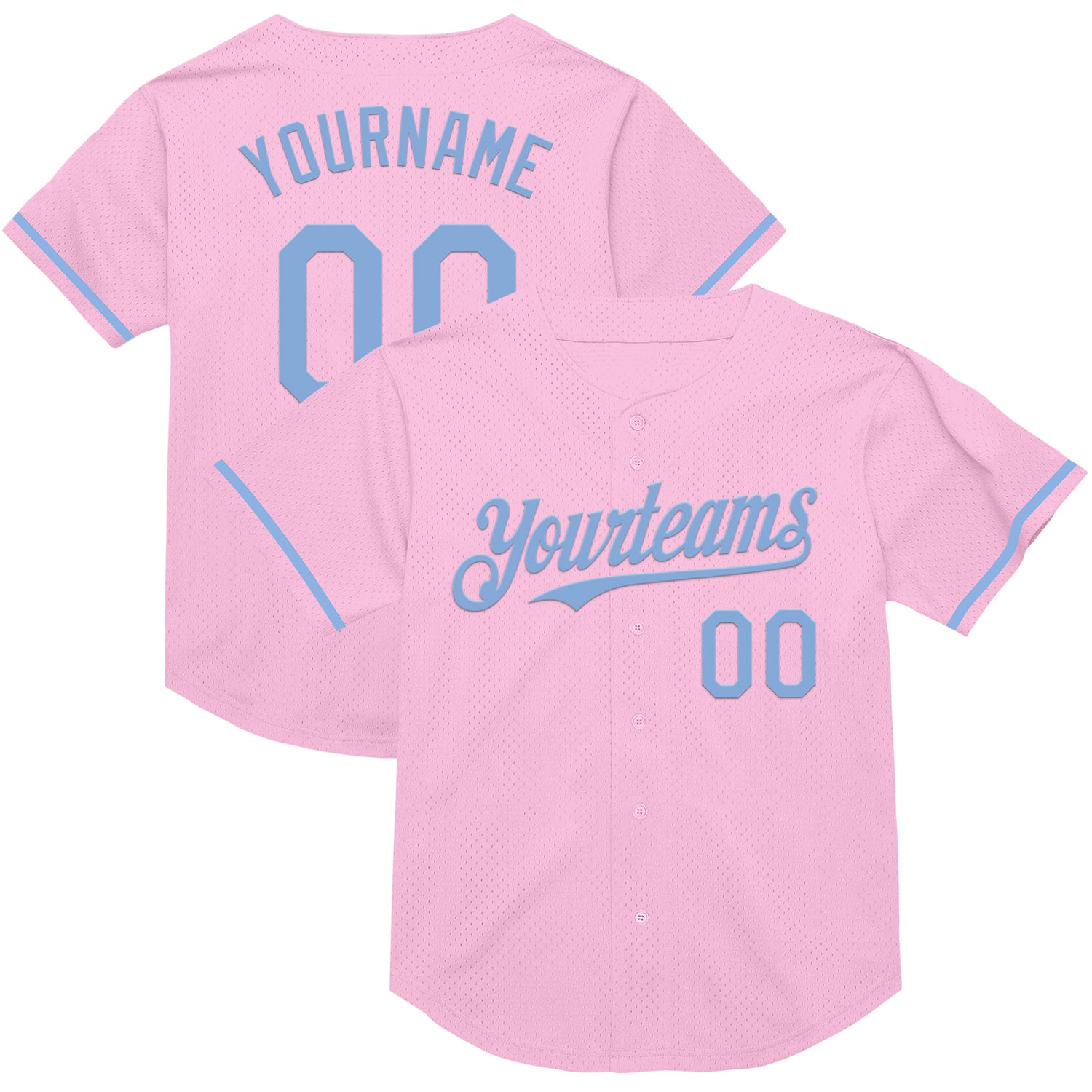 2024 Custom Light Pink Light Blue Mesh Authentic Throwback Baseball ...