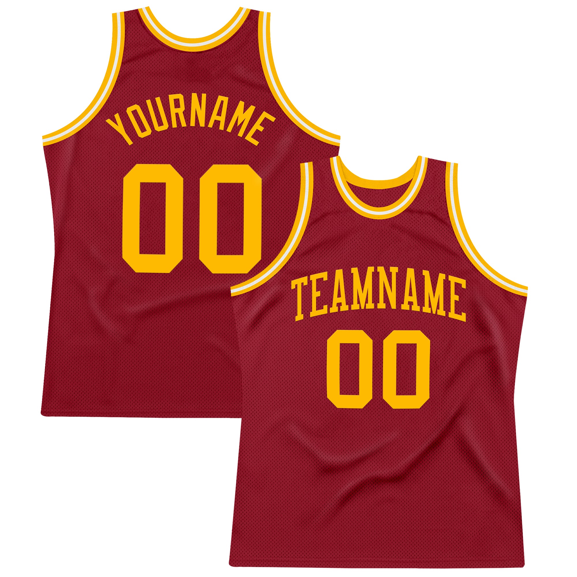 2025 Custom Maroon Gold-White Authentic Throwback Basketball Jersey ...