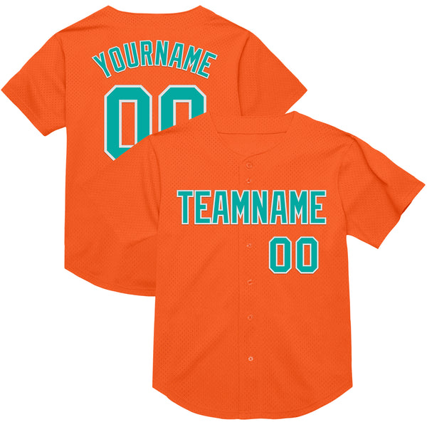 Custom Baseball Orange Aqua Jerseys Fast Shipping - Cheap Create Team ...