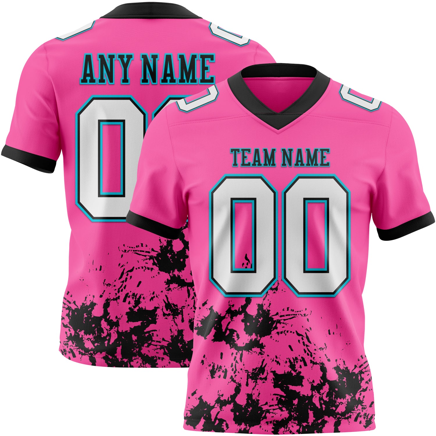 2025 Custom Pink White Black-Lakes Blue Splash Mesh Authentic Football ...