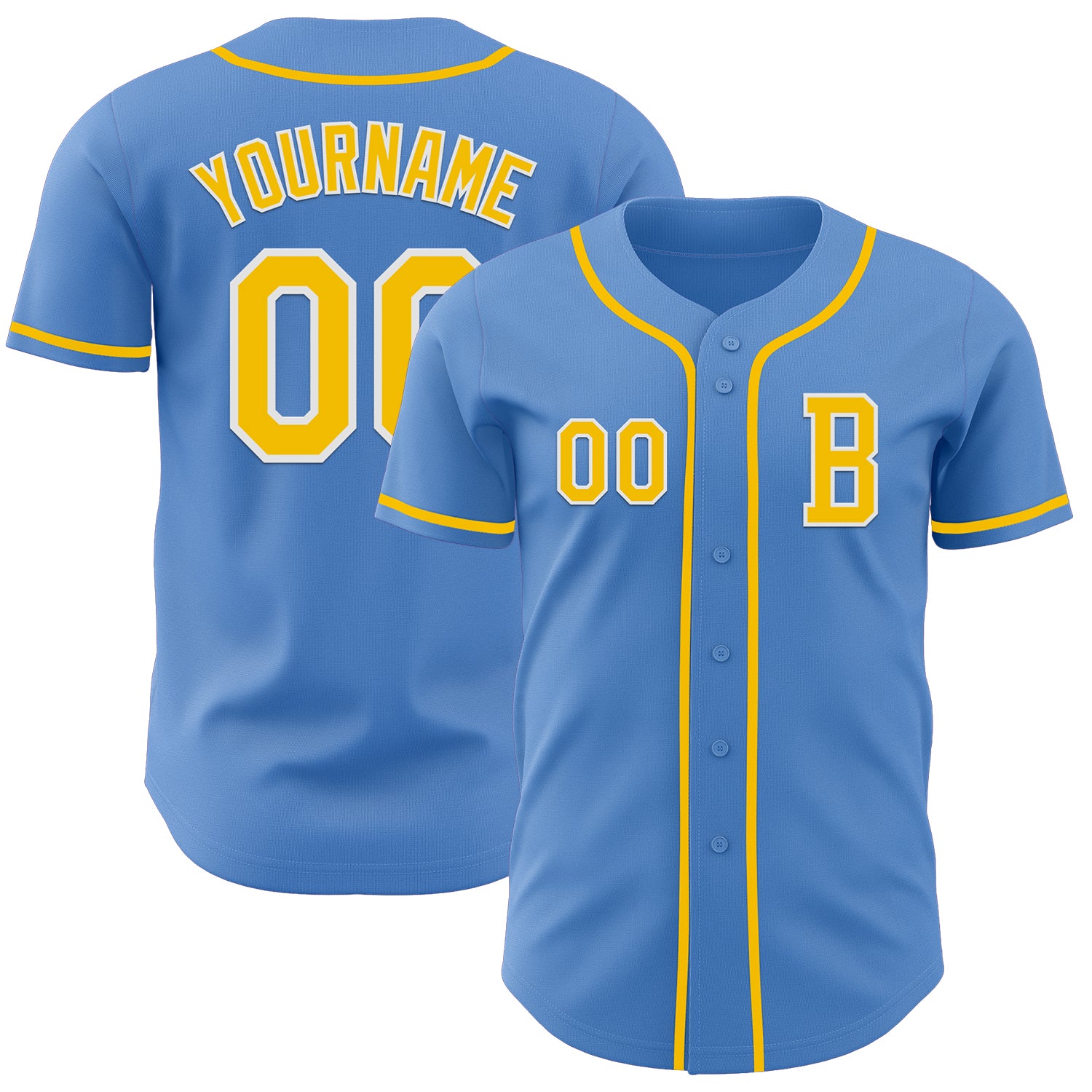 2025 Custom Powder Blue Yellow-White Authentic Baseball Jersey Sale ...