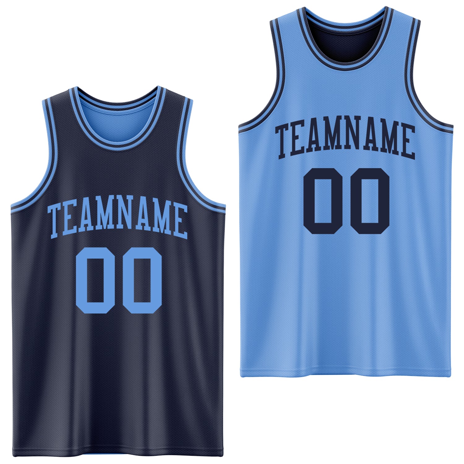 2025 Custom Navy Light Blue Reversible Double Side Basketball Jersey ...
