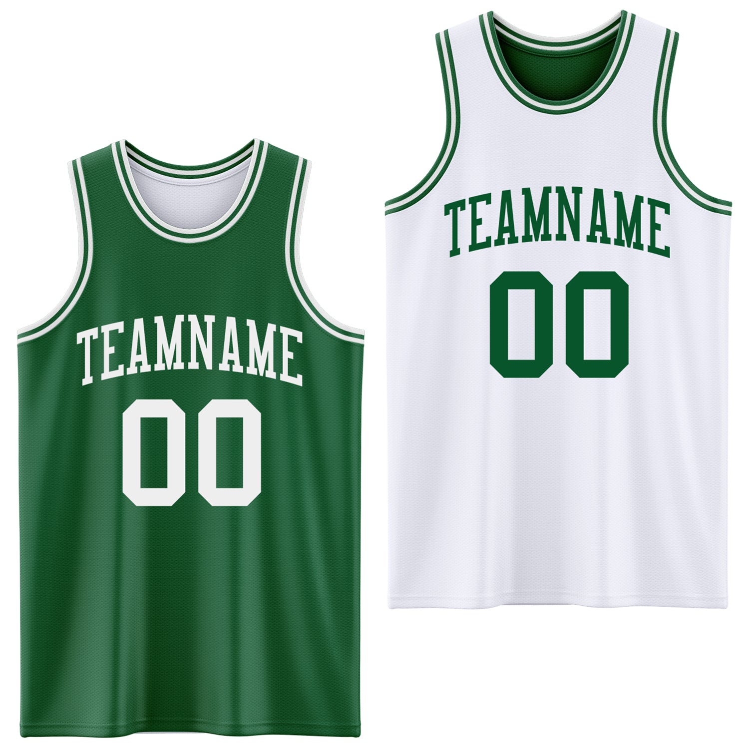2025 Custom Reversible Kelly Green White Double Side Basketball Jersey ...