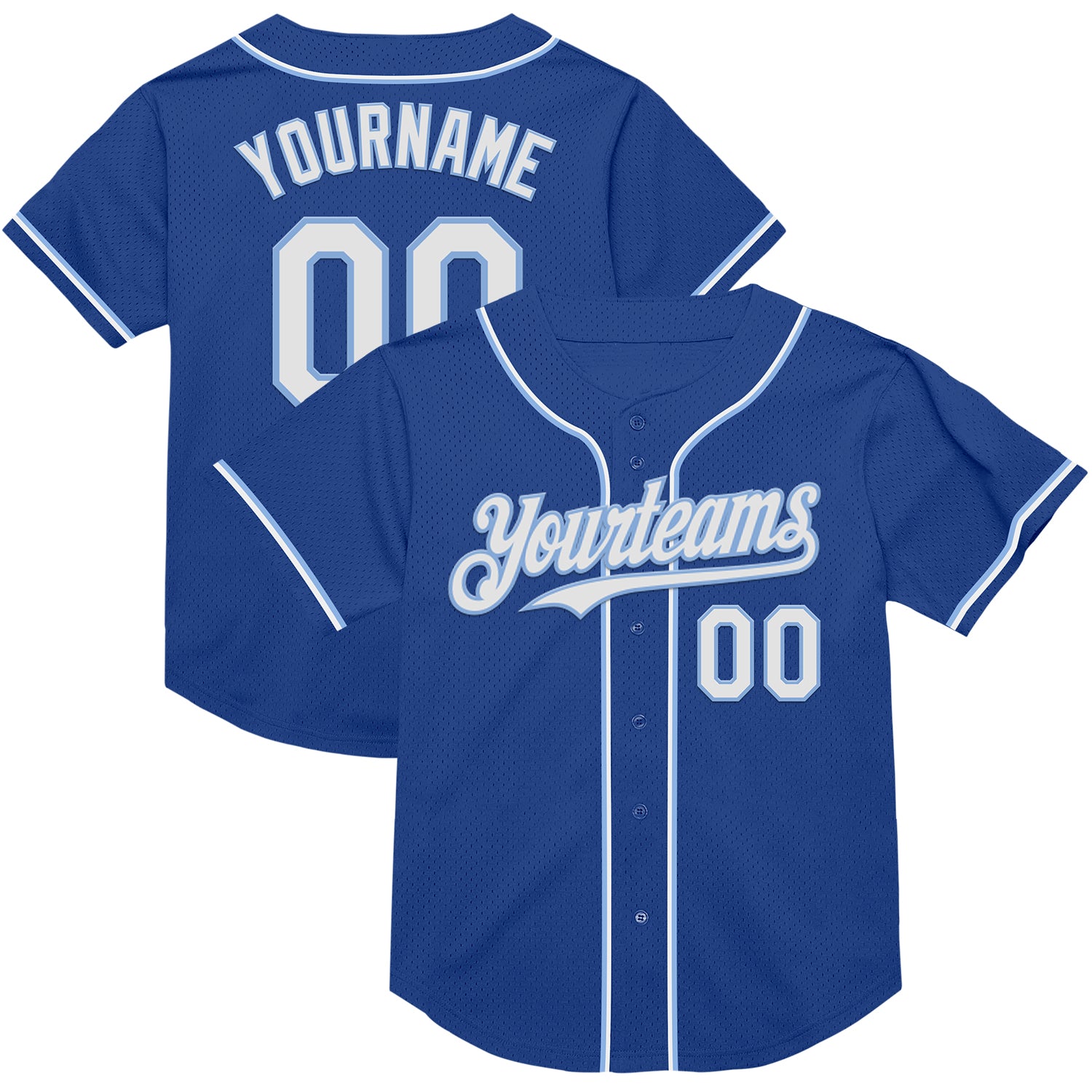 2024 Custom Royal White-Light Blue Mesh Authentic Throwback Baseball ...