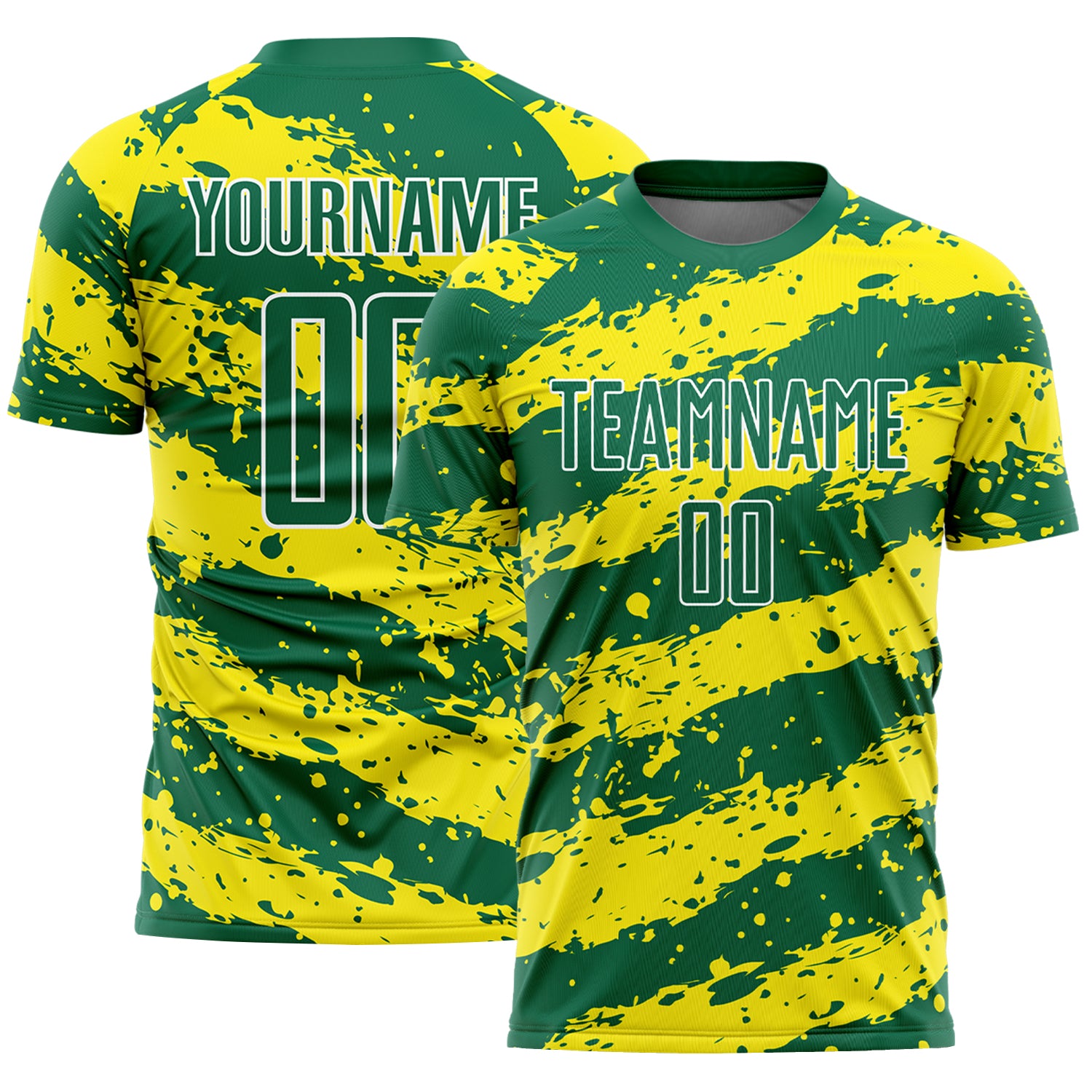 2024 Custom Kelly Green Light Yellow-White Splash Sublimation Soccer ...