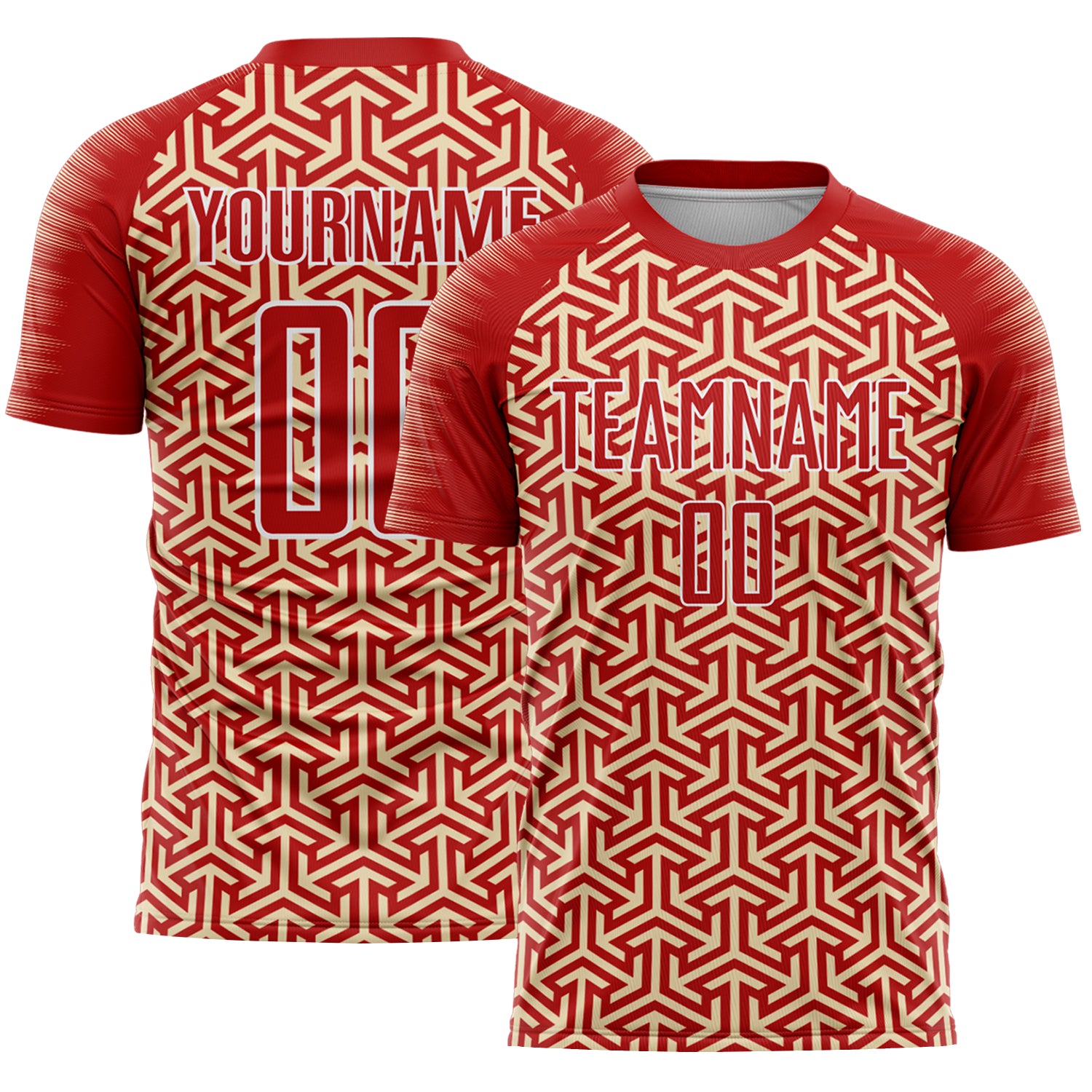 2025 Custom Geometric Arrow Sublimation Soccer Uniform Jersey Red Cream ...