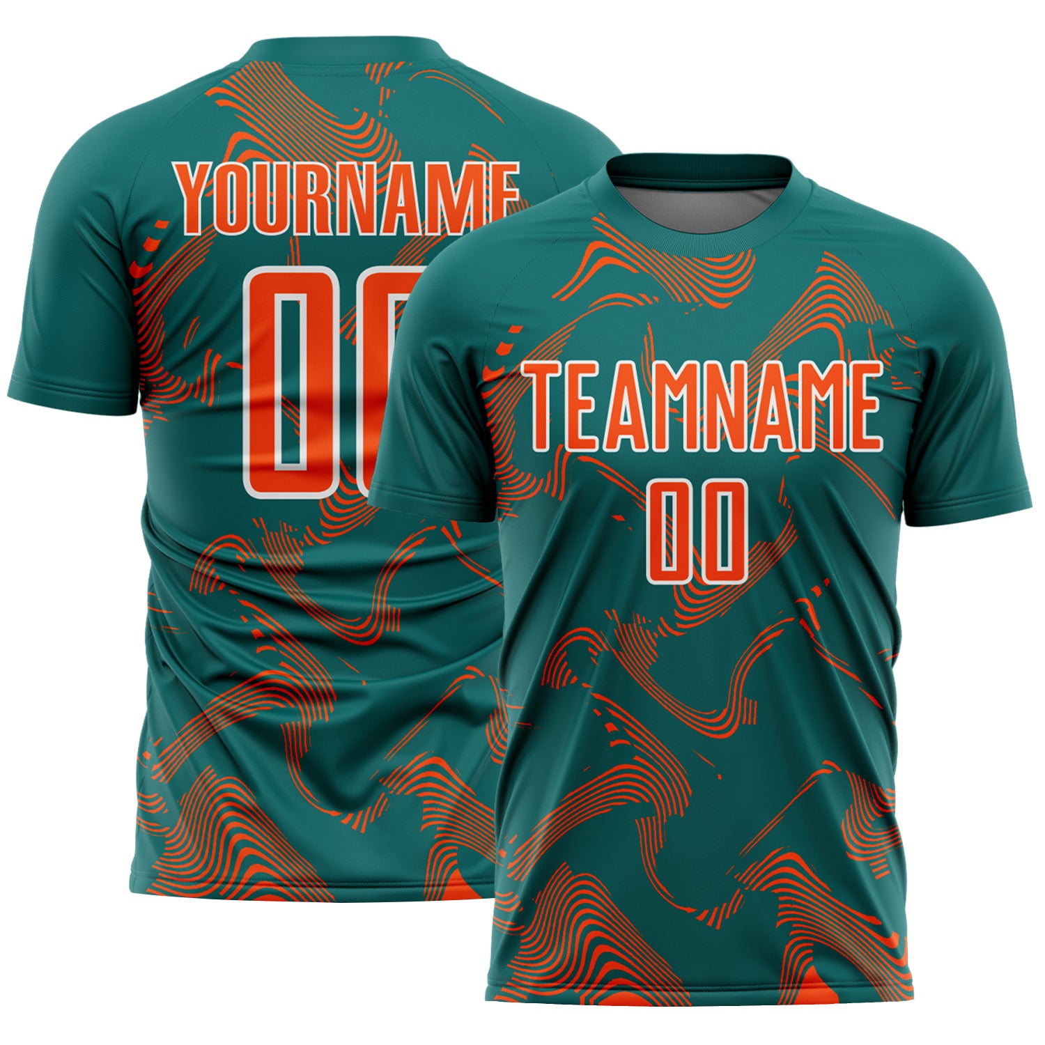 2025 Custom Curve Lines Sublimation Soccer Uniform Jersey Teal Orange ...