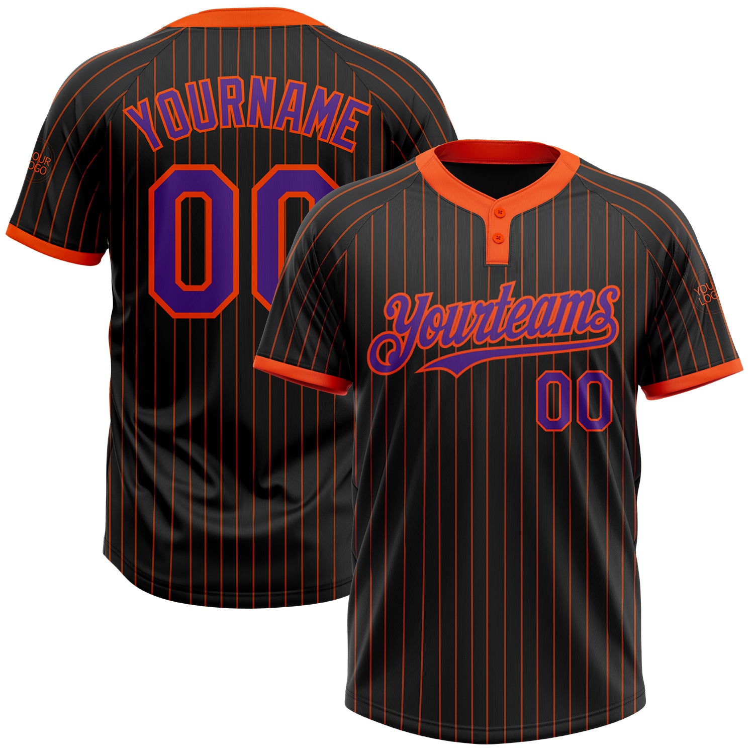 2024 Custom Black Orange Pinstripe Purple Two-Button Unisex Softball ...