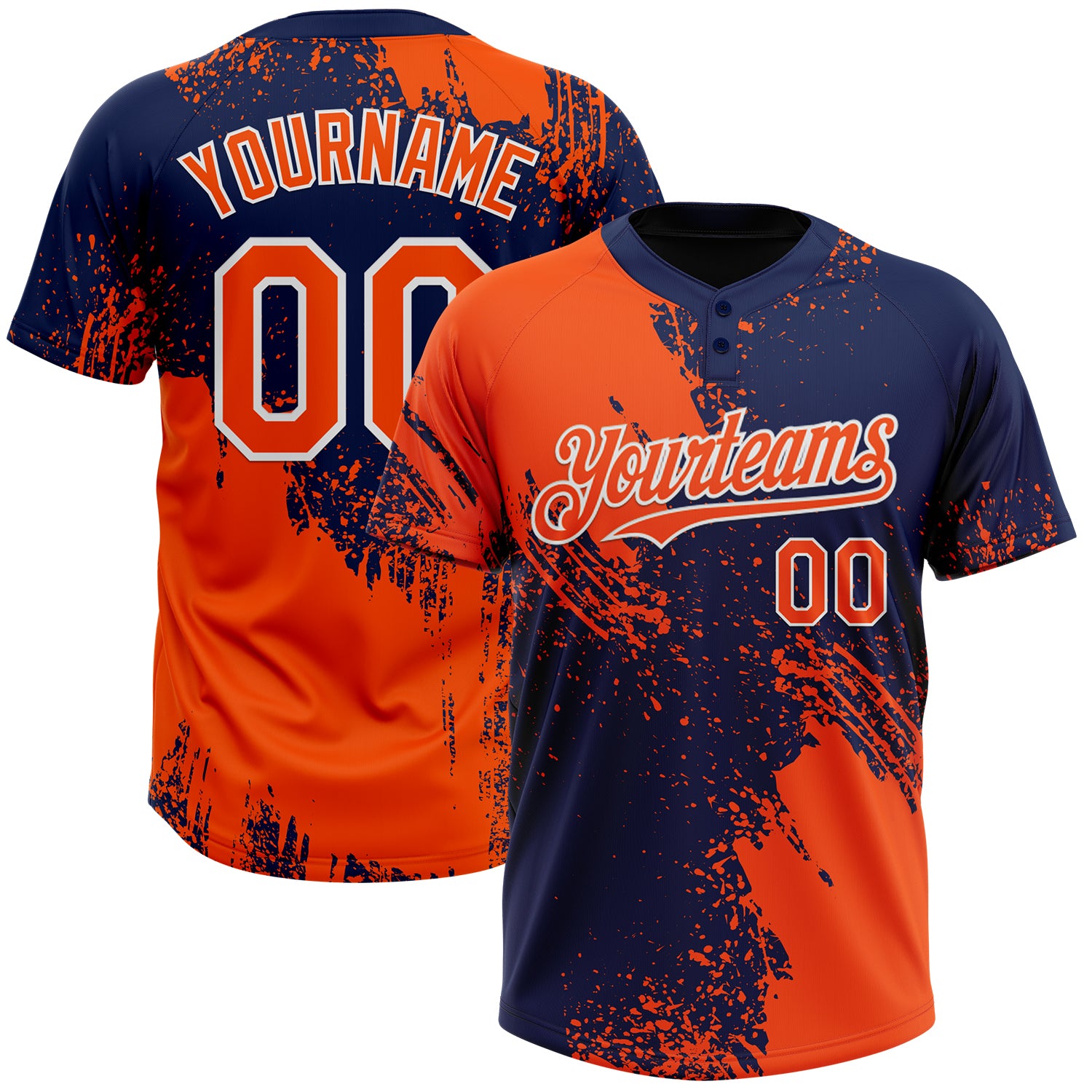 2024 Custom Orange Navy-White 3D Pattern Abstract Brush Stroke Two ...