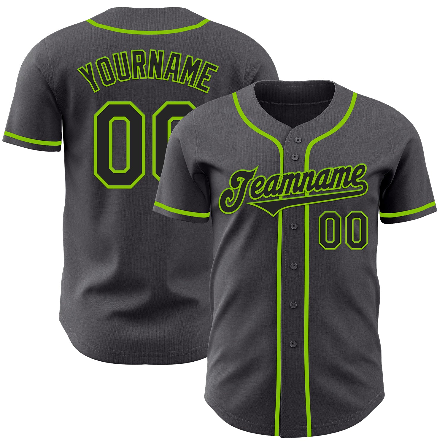 2025 Custom Steel Gray Black-Neon Green Authentic Baseball Jersey Sale ...