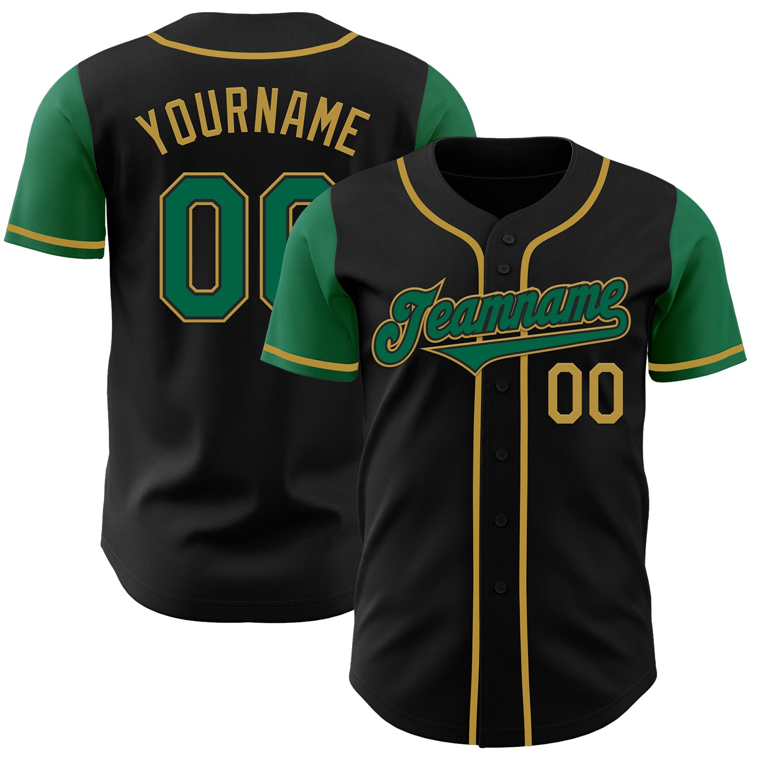 2025 Custom Black Kelly Green-Old Gold Authentic Two Tone Baseball ...