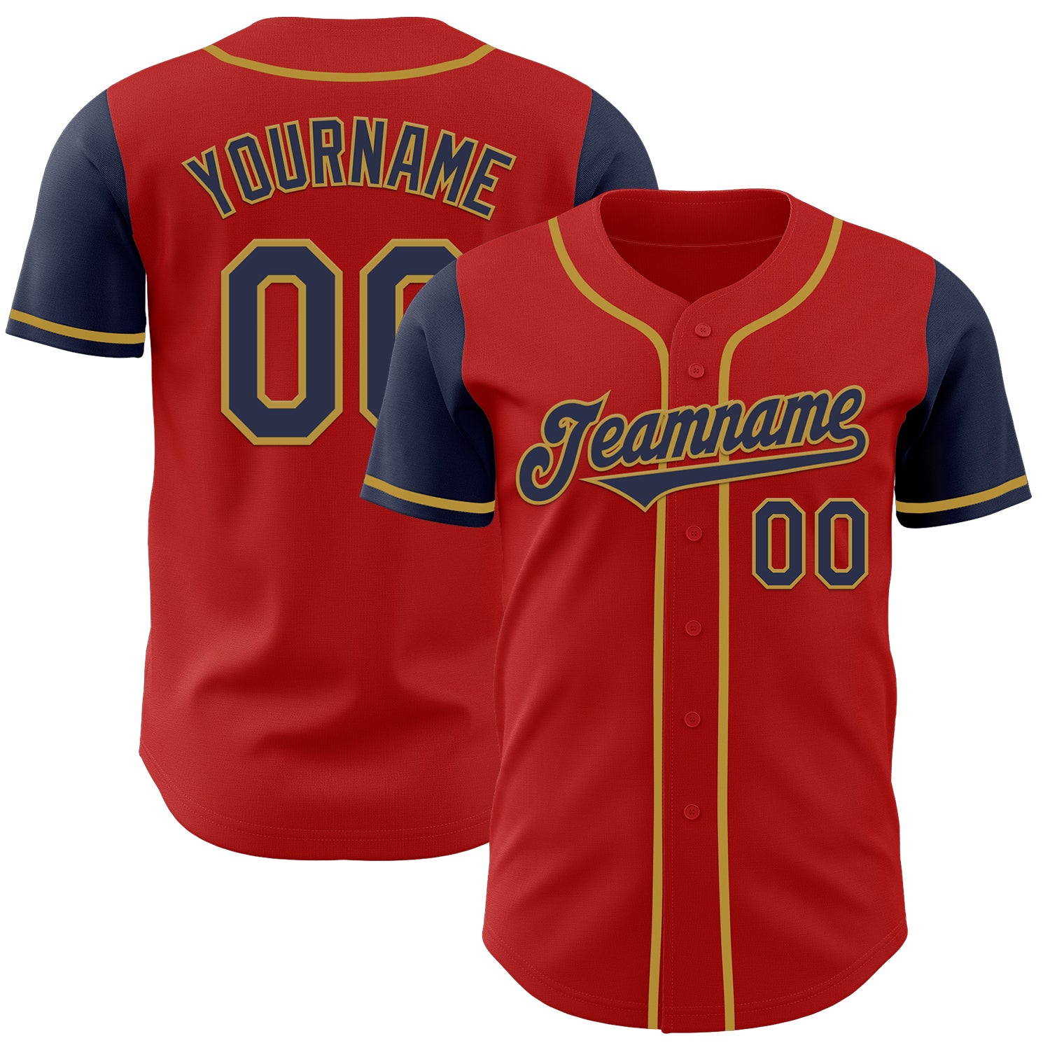 2025 Custom Red Navy-Old Gold Authentic Two Tone Baseball Jersey Sale ...