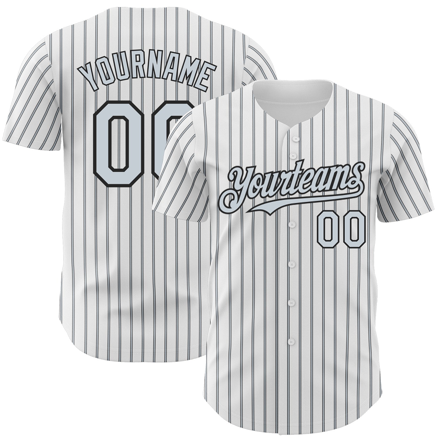 2024 Custom White (Black Silver Pinstripe) Silver-Black Authentic ...