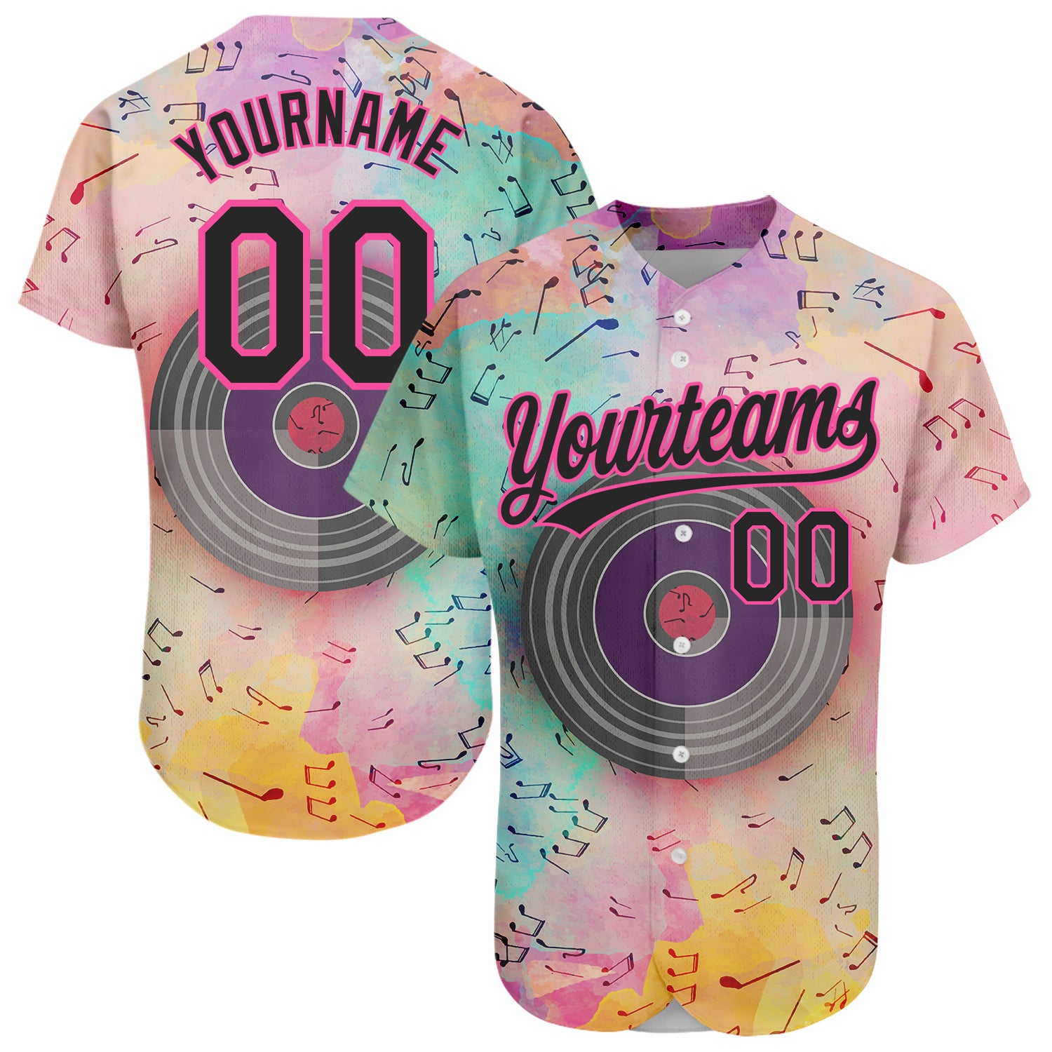 Custom Pink Black 3D Pattern Design Music Festival Watercolor Colored ...