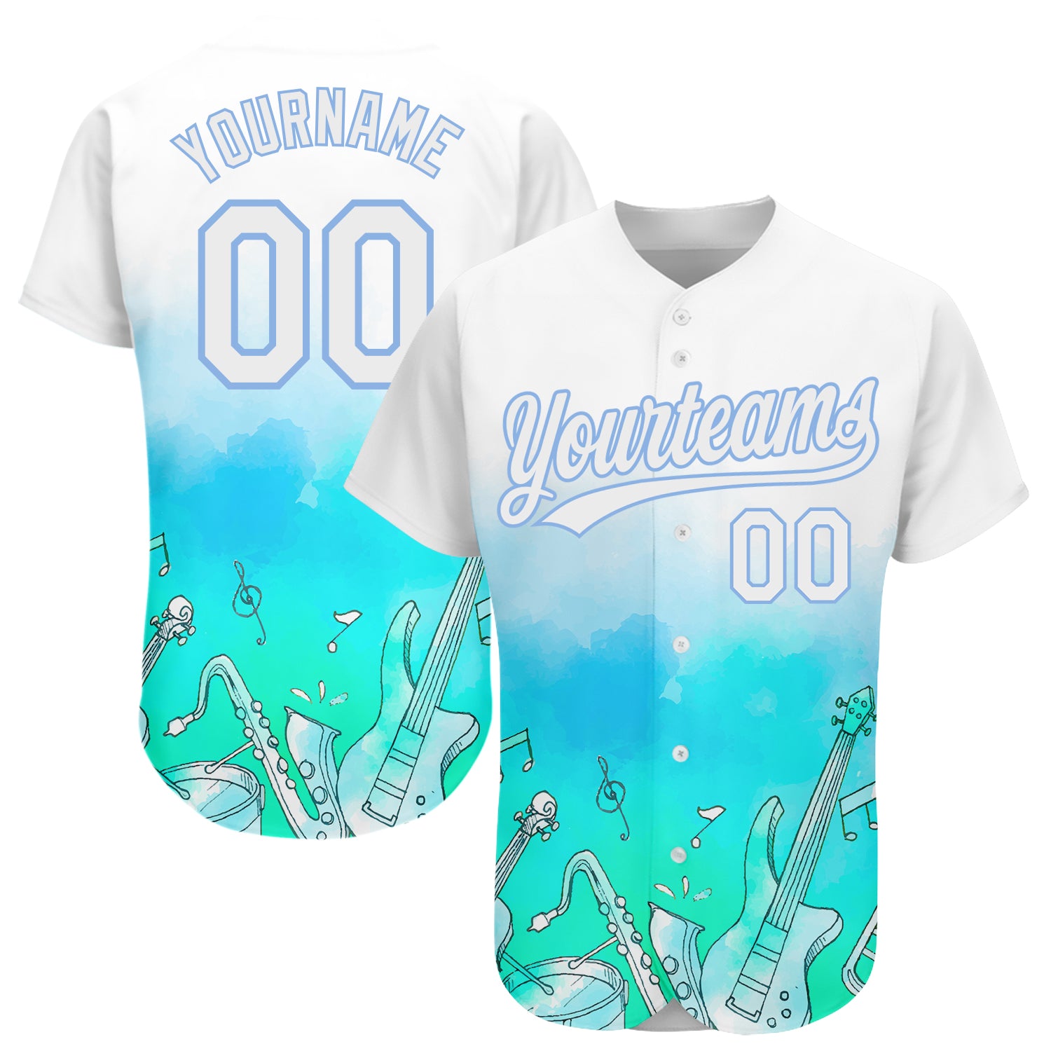 Custom White Light Blue 3D Pattern Design Music Festival Musical ...