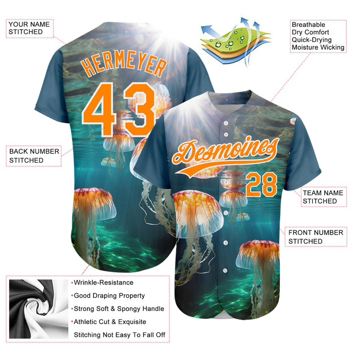 2024 Custom Navy Bay Orange-White 3D Pattern Design Jellyfish In The ...