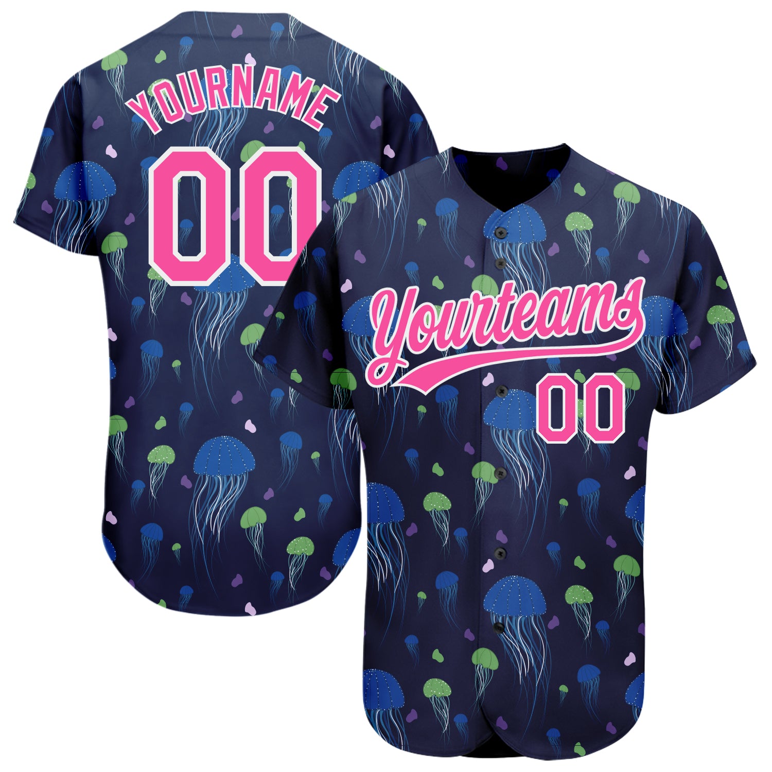 2024 Custom Navy Pink-White 3D Pattern Design Jellyfish Authentic ...