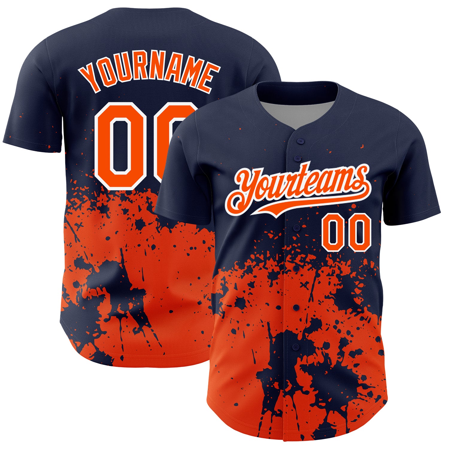 2024 Custom Navy Orange-White 3D Pattern Design Abstract Splash Grunge ...