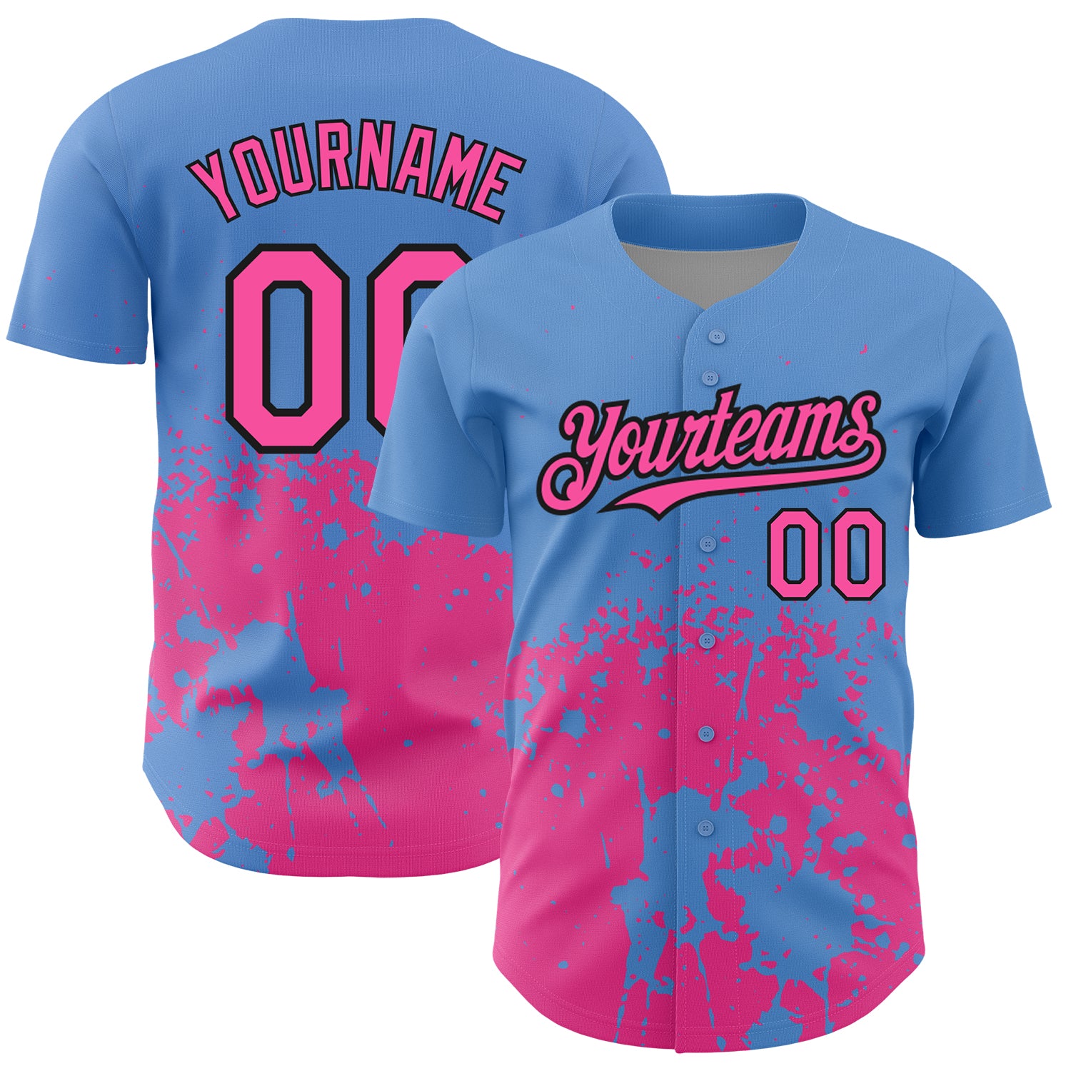 2024 Custom Light Blue Pink-Black 3D Pattern Design Abstract Splash ...