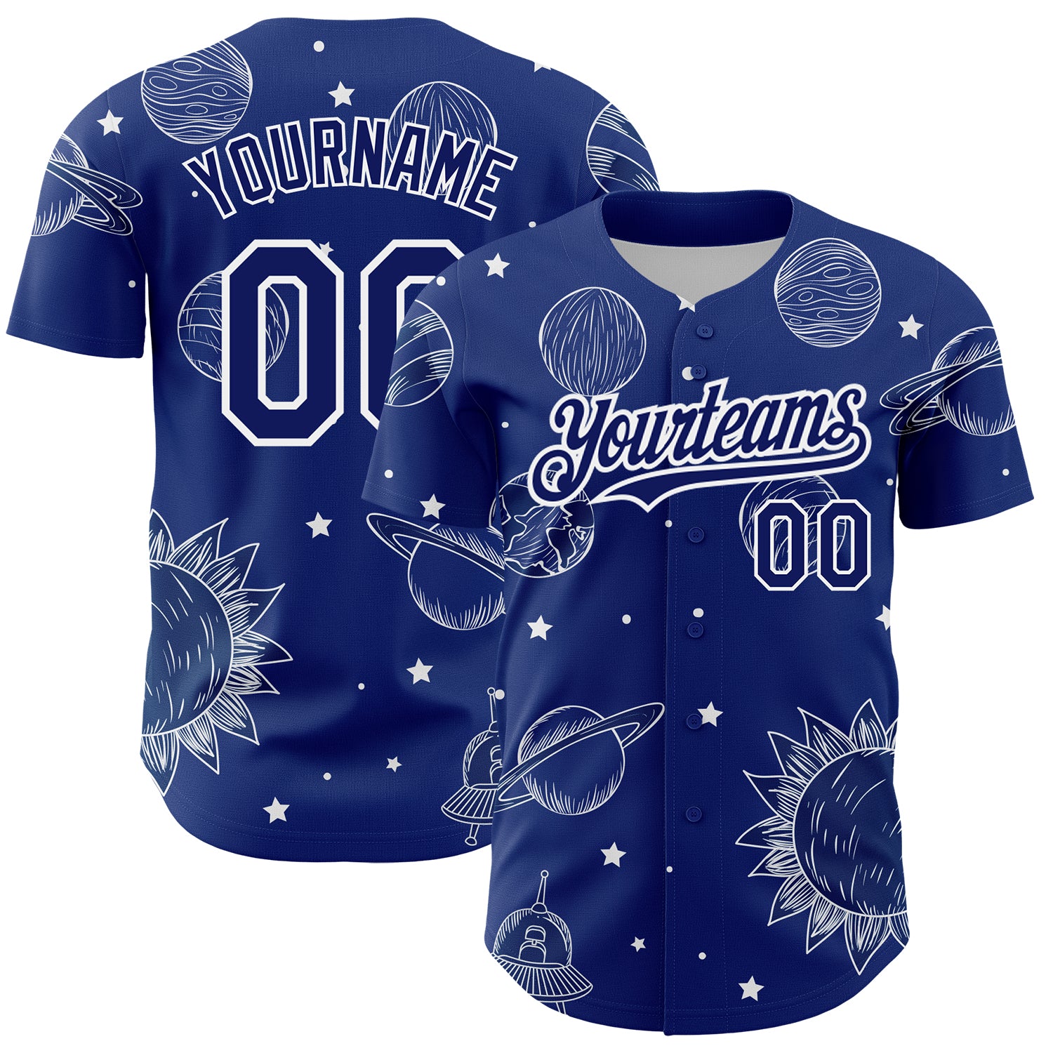 2024 Custom Royal White 3D Pattern Design Planets Authentic Baseball ...