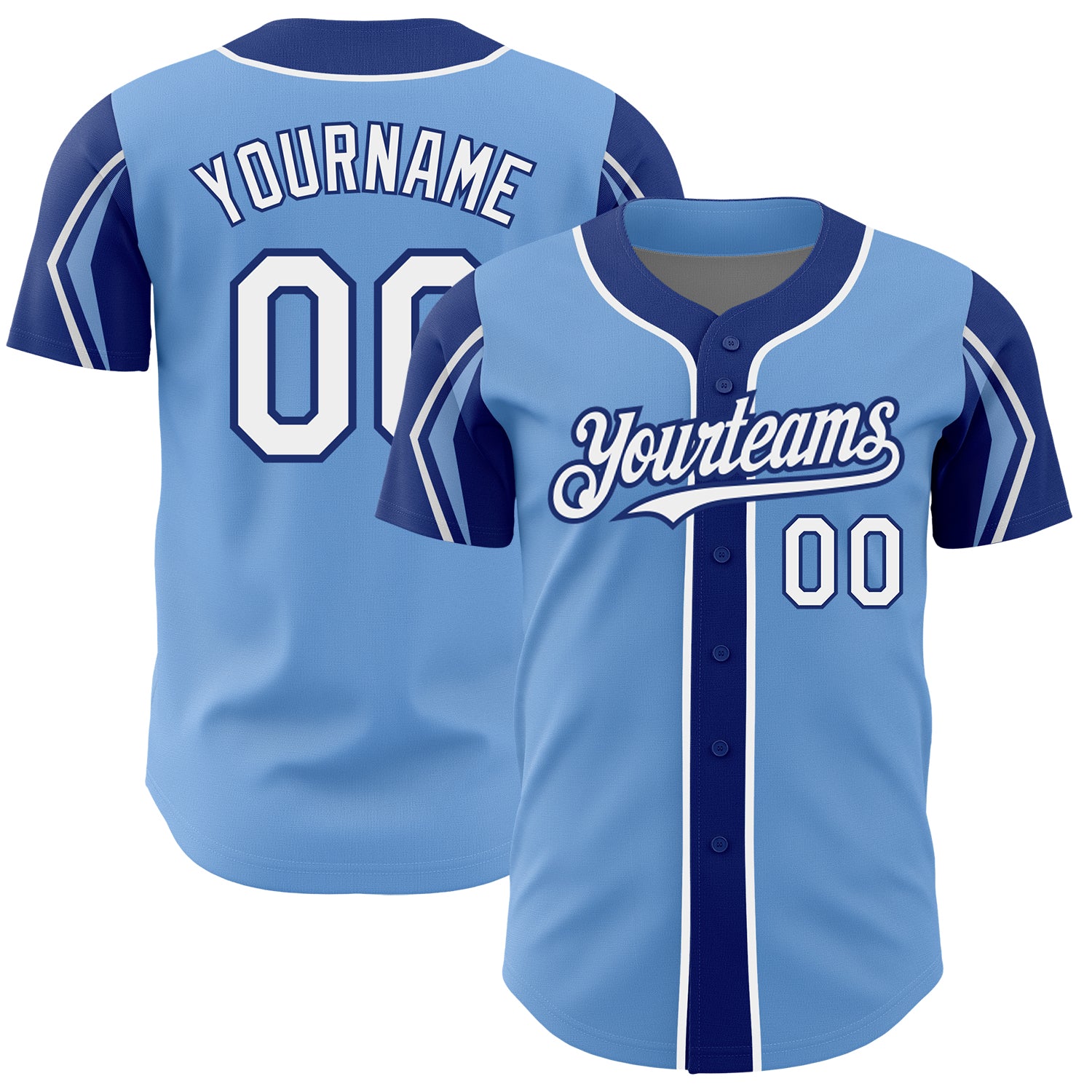 2024 Custom Light Blue White-Royal 3 Colors Arm Shapes Authentic ...