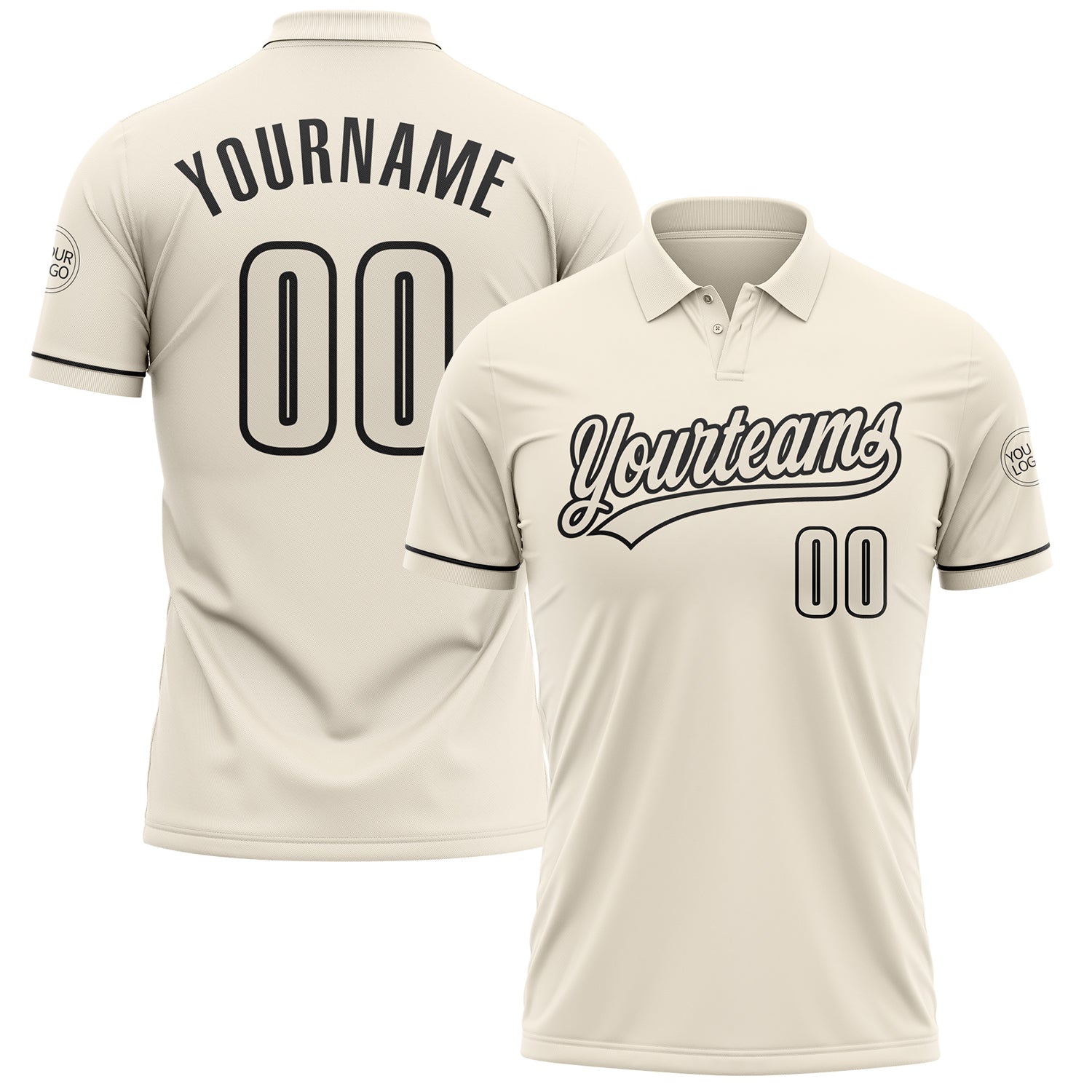 Custom Cream Black Performance Vapor Golf Polo Shirt Sale Online ...