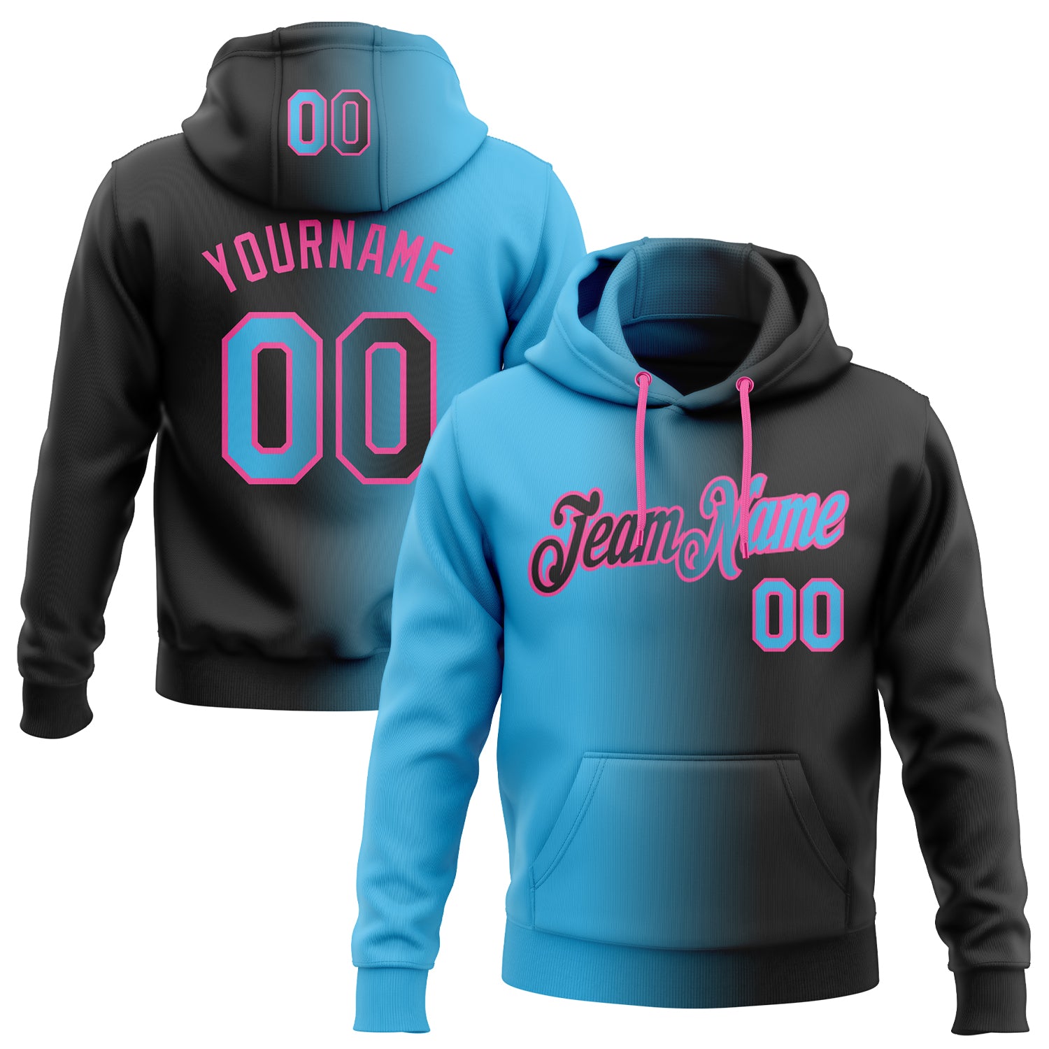 Custom Stitched Black Sky Blue-Pink Gradient Fashion Sports Pullover ...