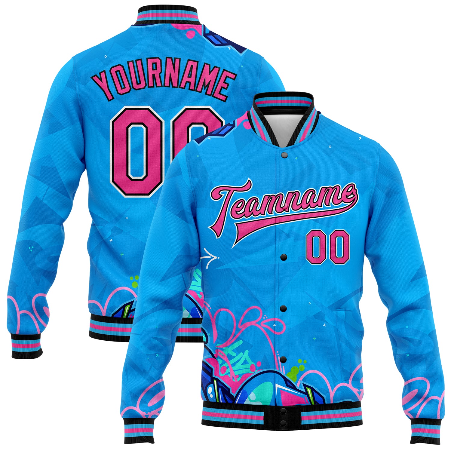 Custom Graffiti Pattern Pink-Black Hiphop Abstract Urban Street Art 3D ...