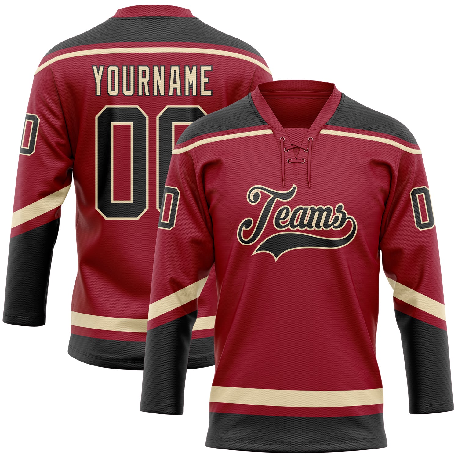 Custom Maroon Black-City Cream Hockey Lace Neck Jersey Sale Online ...