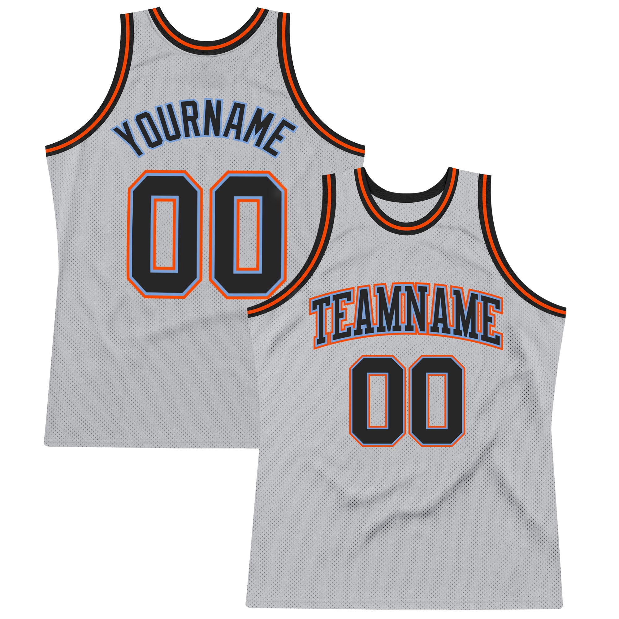Custom Gray Black Powder Blue-Orange Authentic Throwback Basketball ...