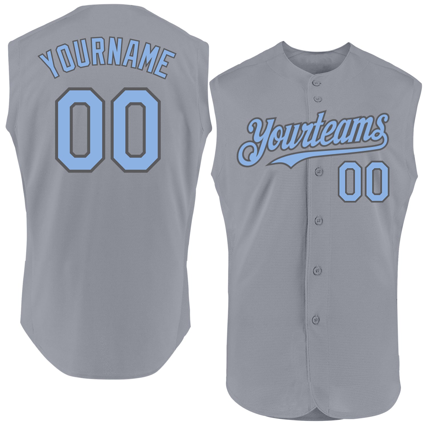 2024 Custom Gray Light Blue-Steel Gray Authentic Sleeveless Baseball ...