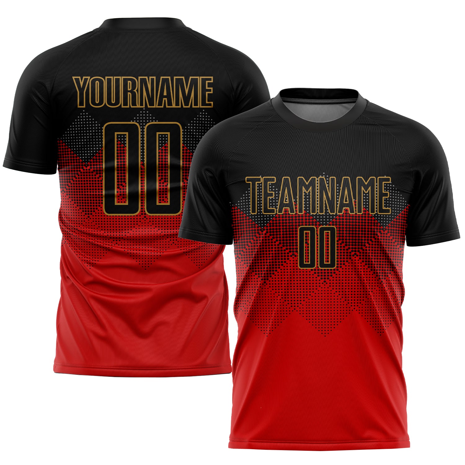 Custom Red Black-Old Gold Sublimation Soccer Uniform Jersey Sale Online ...