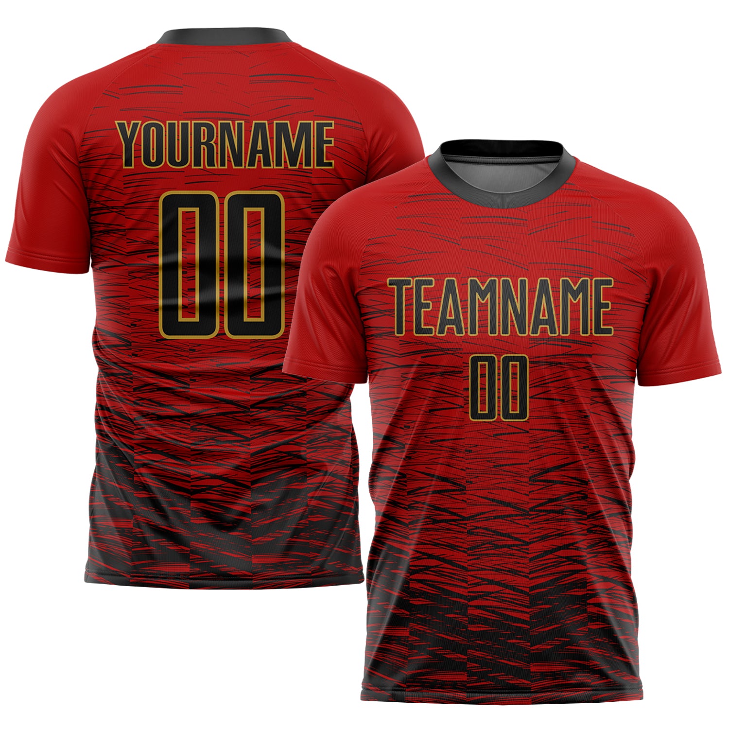 Custom Red Black-Old Gold Sublimation Soccer Uniform Jersey Sale Online ...
