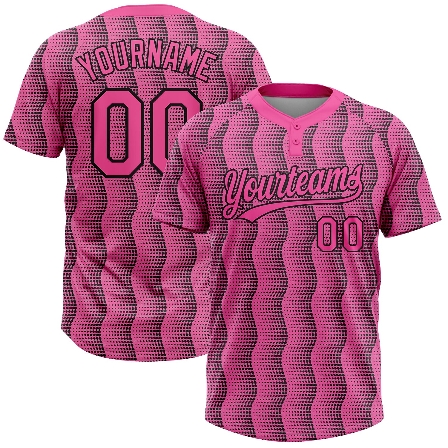 Custom Pink Pink-Black Two-Button Unisex Softball Jersey Sale Online ...