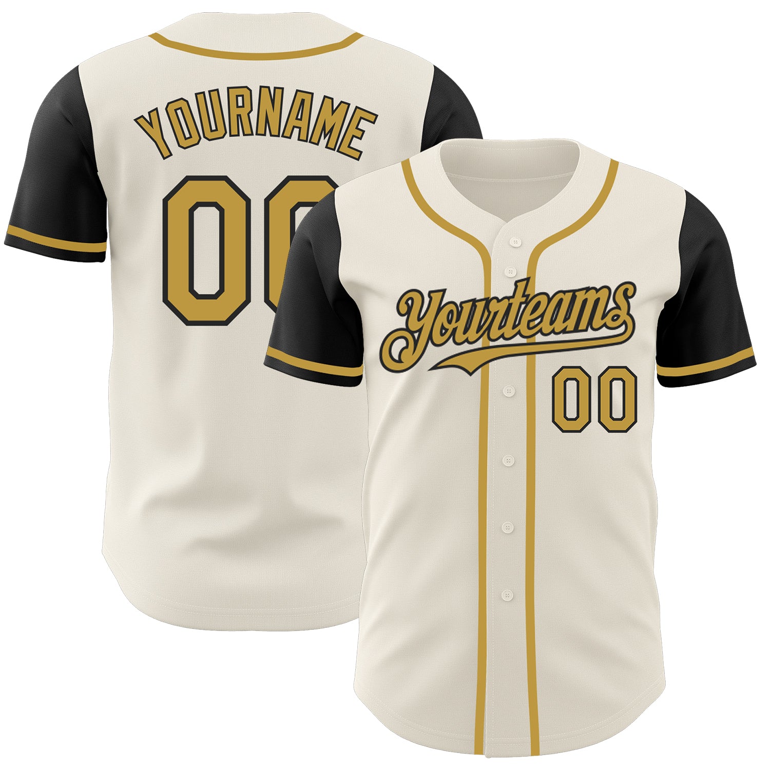 2024 Custom Cream Old Gold-Black Authentic Two Tone Baseball Jersey ...
