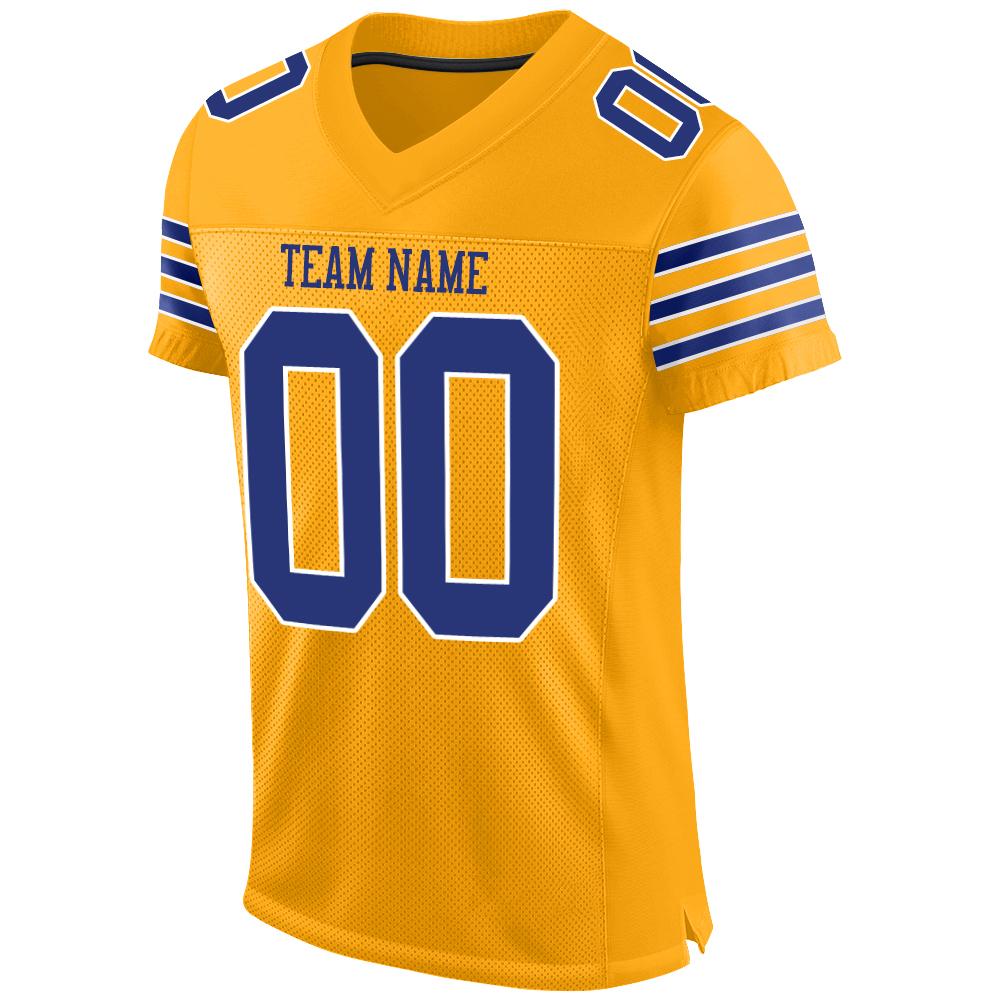 Custom Gold Royal-White Mesh Authentic Football Jersey – FansCustom