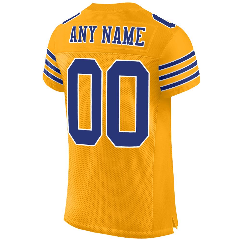 Custom Gold Royal-White Mesh Authentic Football Jersey – FansCustom