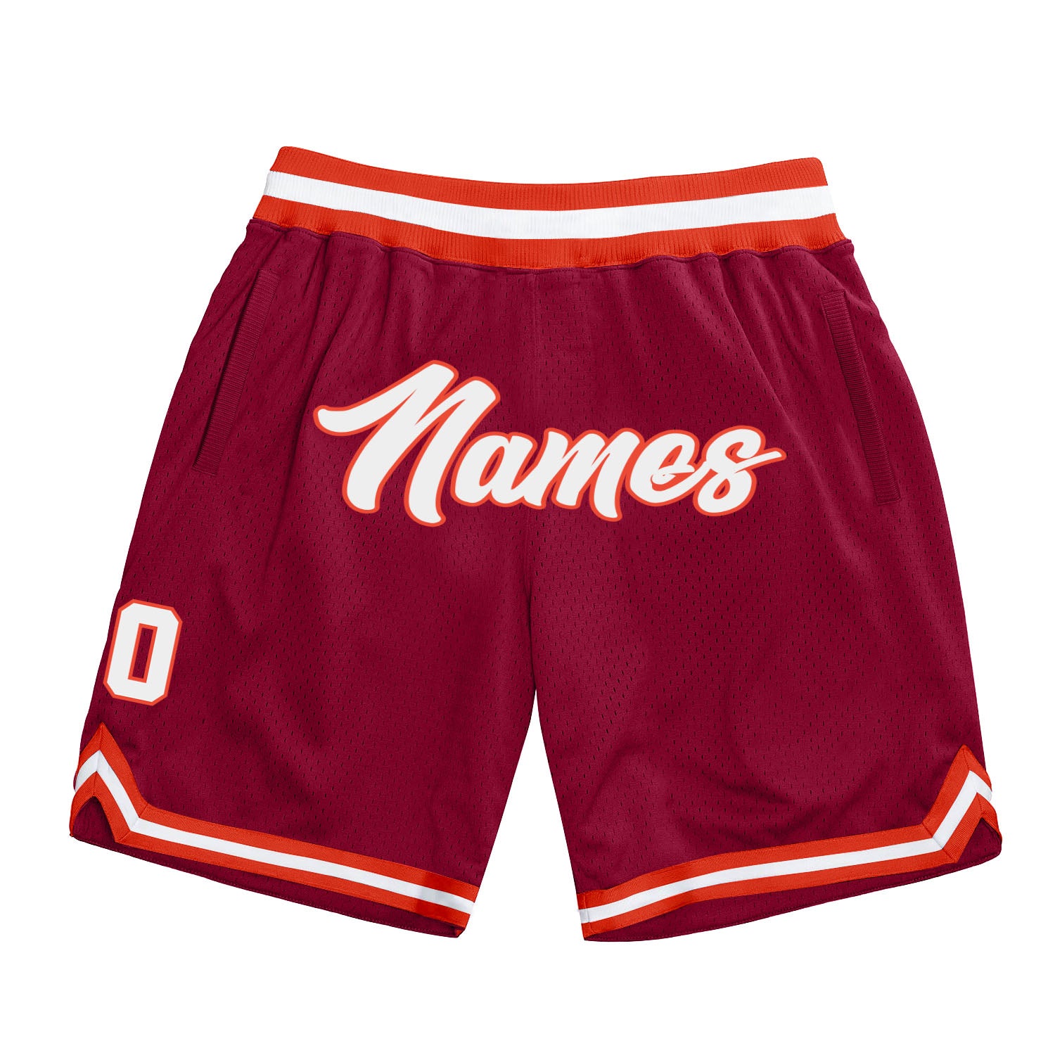 Custom Maroon White-Orange Authentic Throwback Basketball Shorts Sale ...